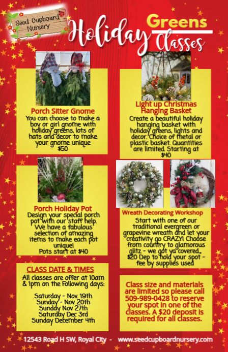 Holiday Classes 2021 | PosterMyWall