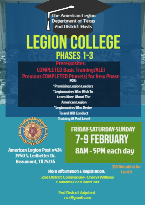 Legion College 4-5Nov23twr | PosterMyWall