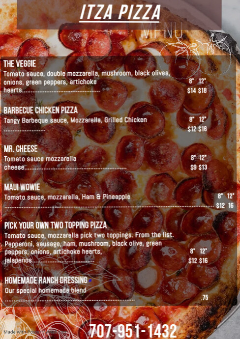 Pizza menu table a4 card 2 | PosterMyWall