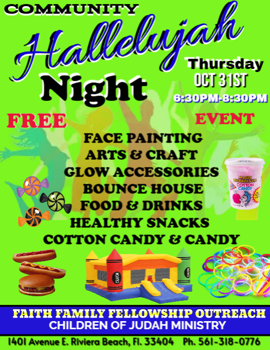 CHURCH HALLELUJAH NIGHT TRUNK OR TREAT FLYER | PosterMyWall
