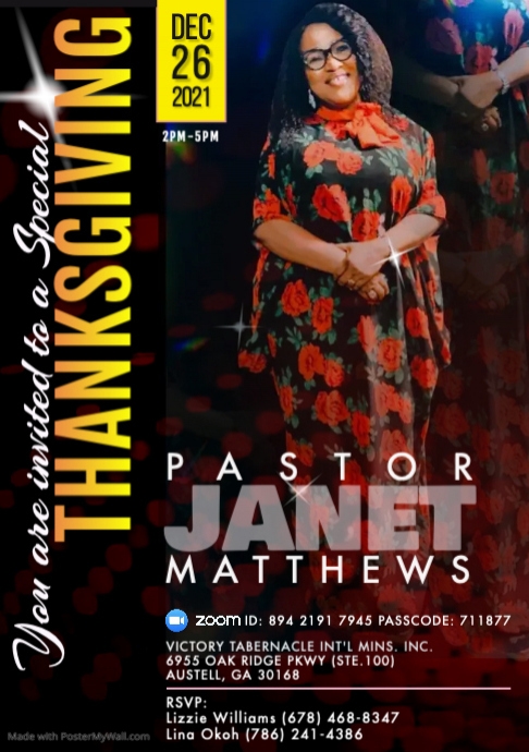 Copy of PASTOR JANET | PosterMyWall