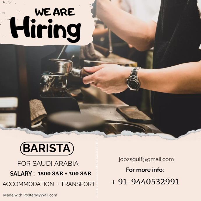 BARISTA HIRING TEMPLATE | PosterMyWall