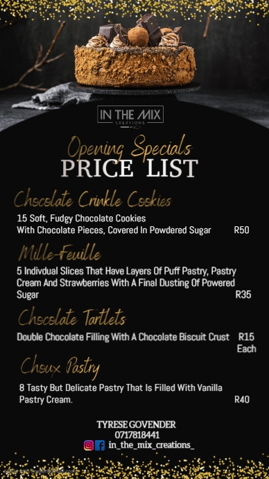 Copy of Bakery menu digital display | PosterMyWall