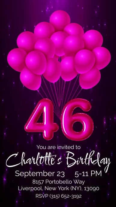 46th birthday party vertical video invitation Template | PosterMyWall