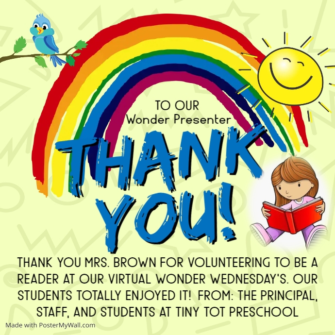 Copy of Wonder Reader Thank You! | PosterMyWall