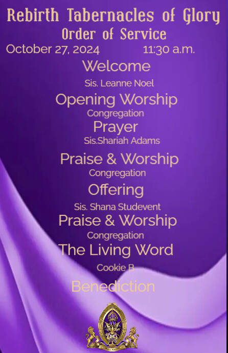 Rebirth Order of Service (1) | PosterMyWall