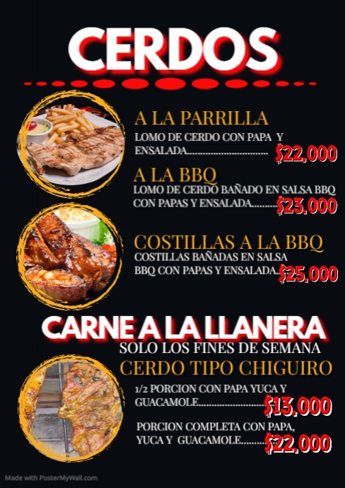 Copia de Take out Menu Price List Flyer Poster Food | PosterMyWall
