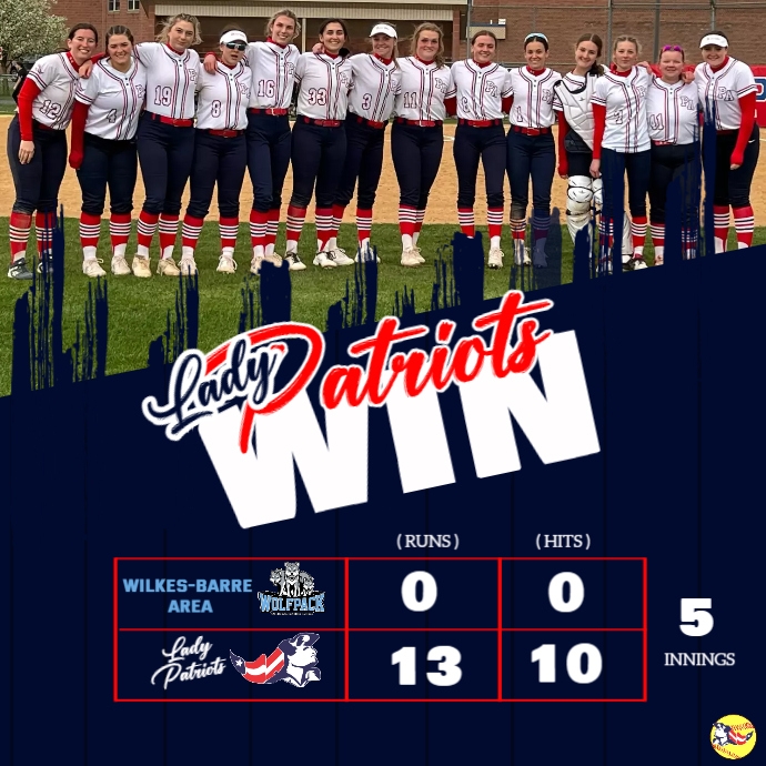 Lady Patriots softball win 2023 WBA | PosterMyWall
