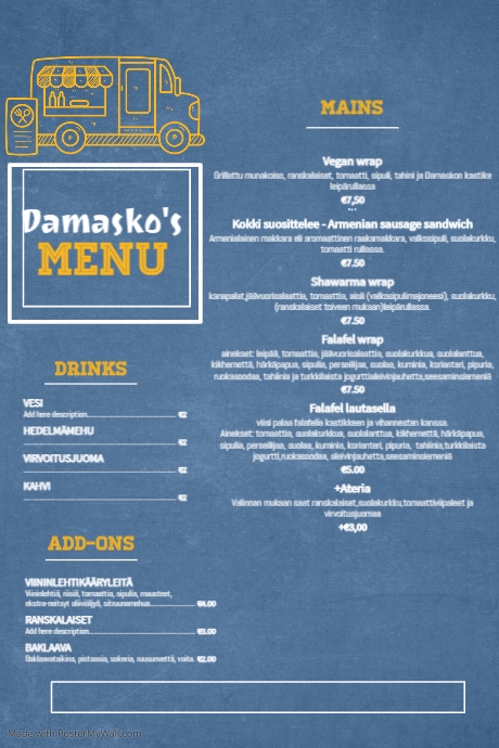 Copy of Damasko menu detailed | PosterMyWall