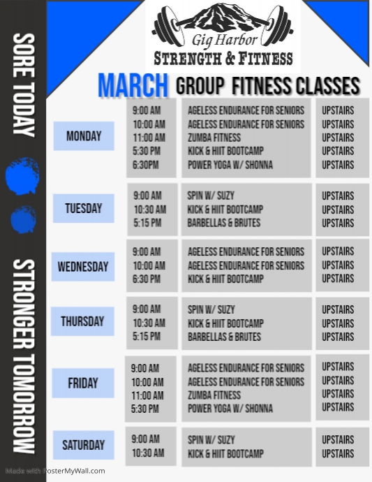 Copy of Fitness Classes Schedule | PosterMyWall