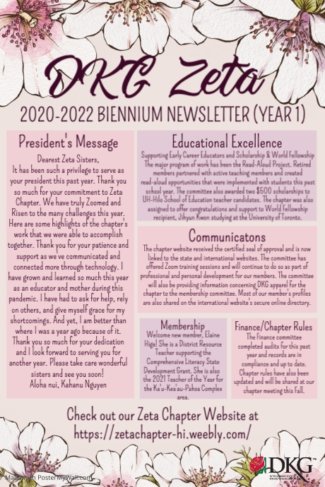 Year 1 DKG Zeta Newsletter | PosterMyWall