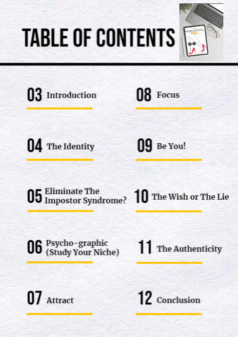 Table of Contents | PosterMyWall