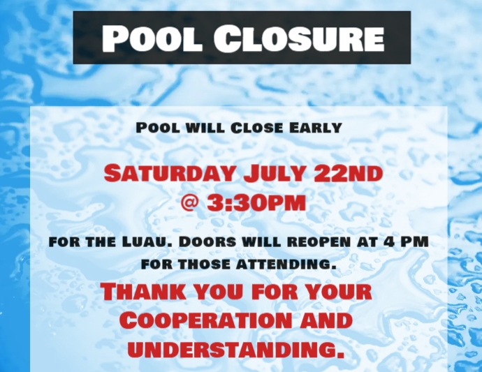 Pool closed June 10 2023 EMAIL | PosterMyWall