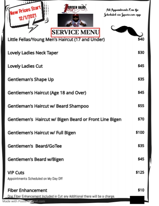 Copy of Copy of Barber Shop Service Menu Poster | PosterMyWall