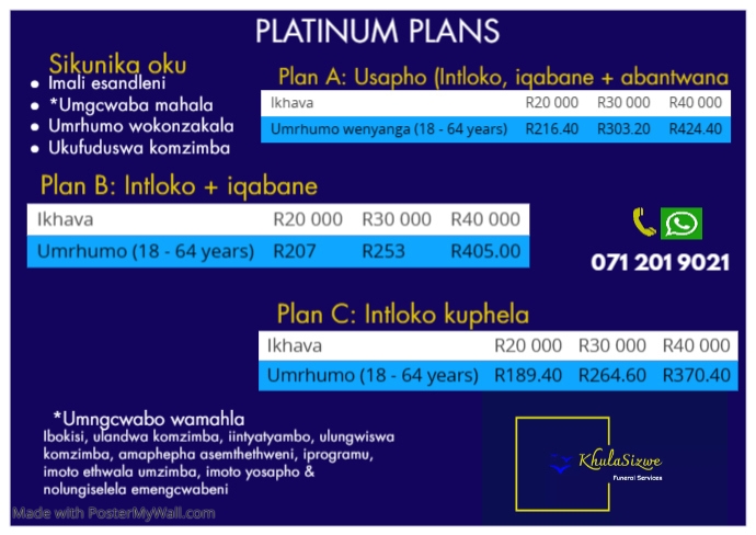 Platinum Plans - Xhosa | PosterMyWall