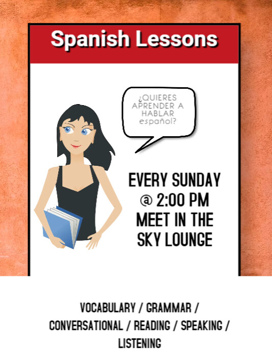 Spanish Lessons Tutoring Language Flyer | PosterMyWall