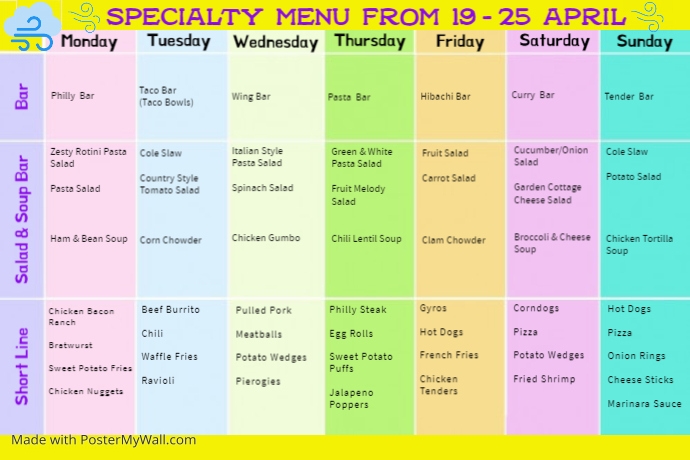 SPECIALTY Menu Apr. 2021 WK. 3 | PosterMyWall