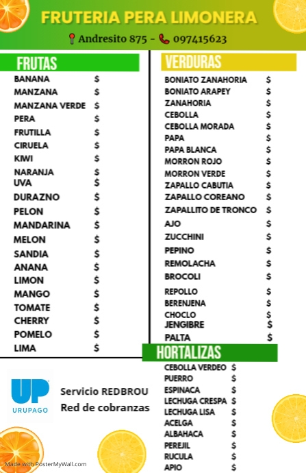 Fruit Juice Price List Template | PosterMyWall