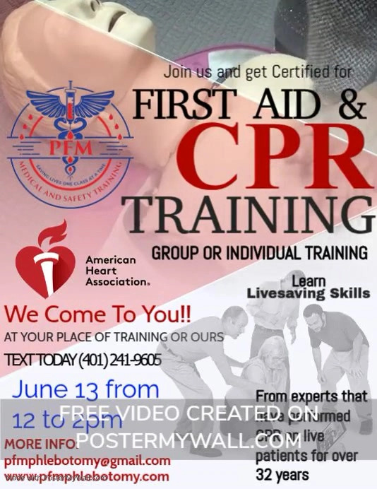 First Aid & CPR Training Video Flyer | PosterMyWall