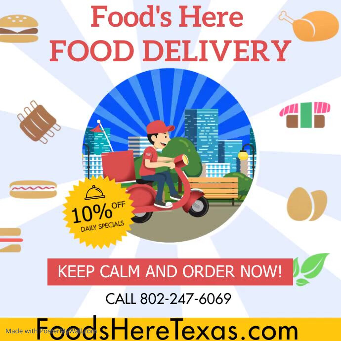 Copy of Modern Animated Food Takeout Delivery Ad | PosterMyWall