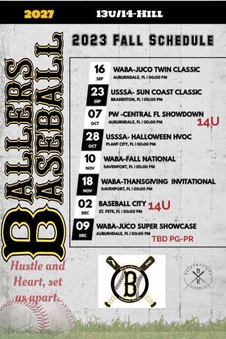 Copy of BASEBALL TEAM SCHEDULE (5) | PosterMyWall