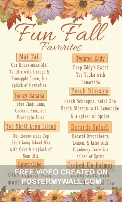 Copy of 2023 Fall Cocktail Menu | PosterMyWall