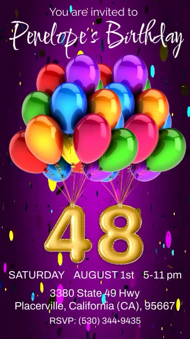 48th birthday video invitation Template | PosterMyWall
