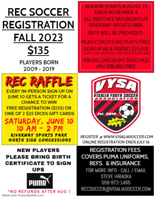 2023 FALL Rec Flyer JUNE | PosterMyWall