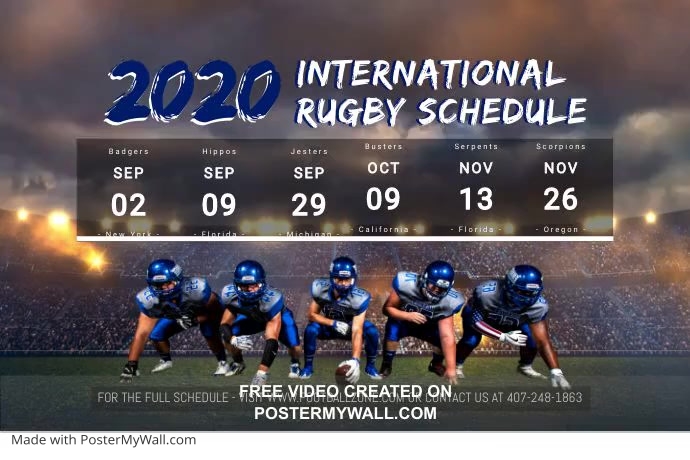 Rugby Schedule Digital Display Video | PosterMyWall