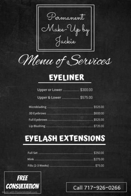 Jackie Menu of Services | PosterMyWall