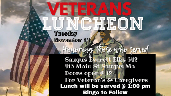 Veterans Day Event Free Dinner Flyer | PosterMyWall