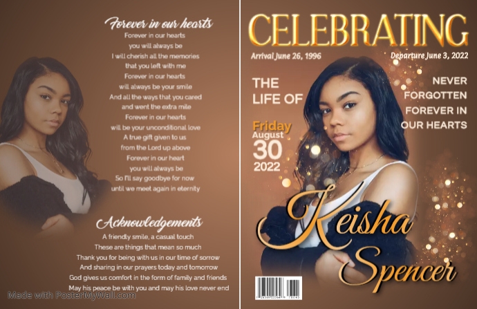 Golden Magazine Style Funeral Program (3) | PosterMyWall