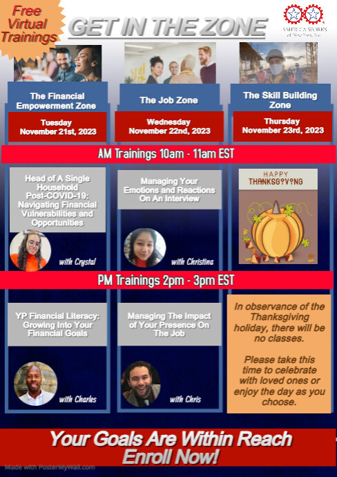 Copy of In The Zone Training Flyer 11-21-2023 to 11-23-2023 | PosterMyWall