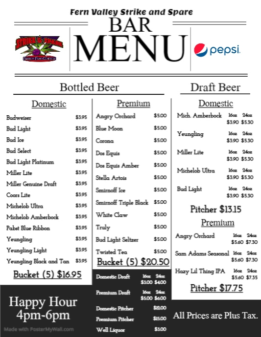 Fv Bar Menu Beer Side | PosterMyWall