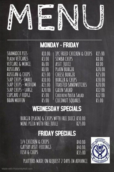 Tuckshop Menu | PosterMyWall