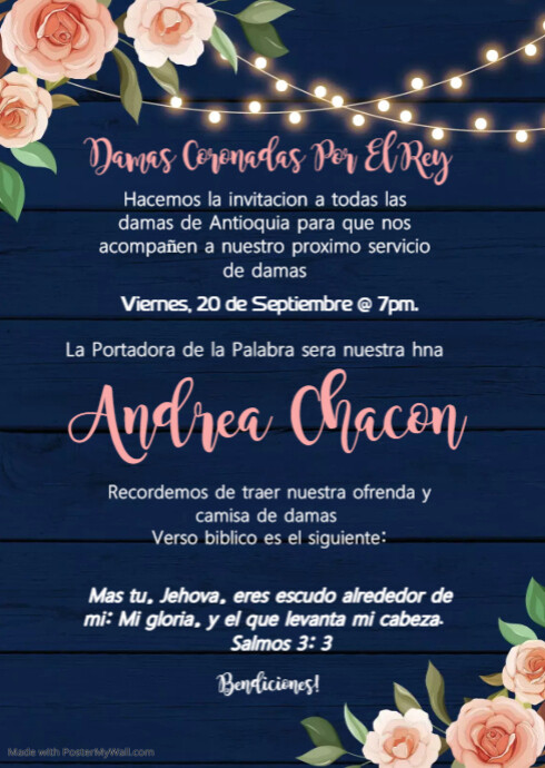 Fall flower navy theme invitation | PosterMyWall