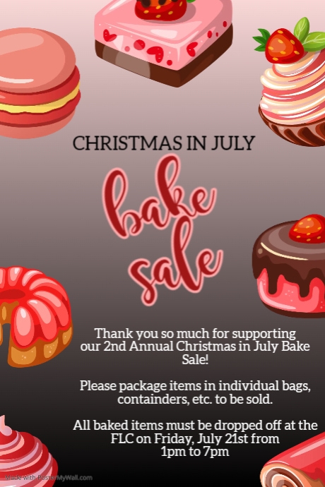 Red Cookies and Cakes Bake Sale Poster | PosterMyWall