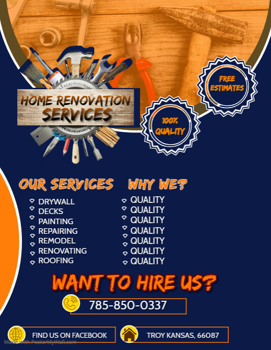 Home Renovation Repair Business Flyer Ad Temp | PosterMyWall