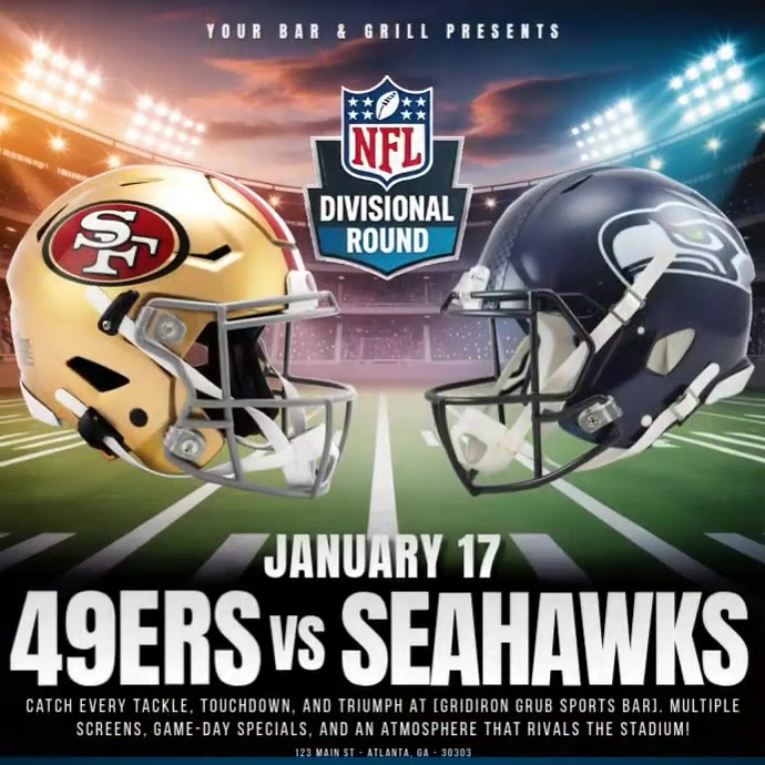 49ers vs seahawks. nfl playoffs.. nfl flyer. american football ...