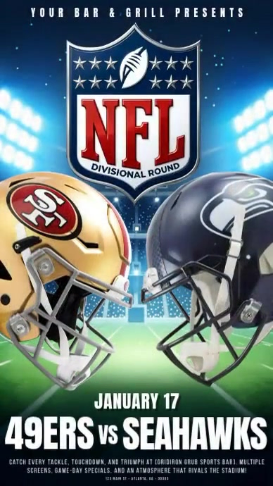 Copy of 49ers vs seahawks. nfl playoffs.. nfl flyer. american football ...