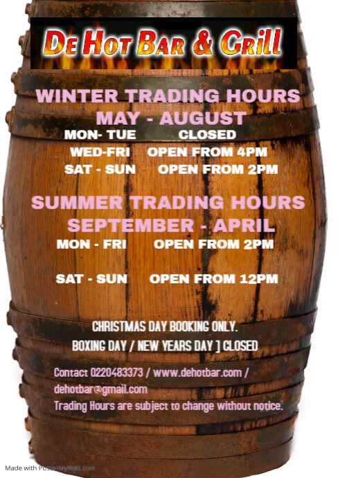 Copy of Bar Open Hours | PosterMyWall