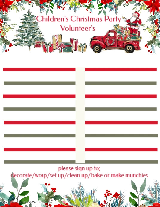 Christmas Volunteer Sign-Up List | PosterMyWall