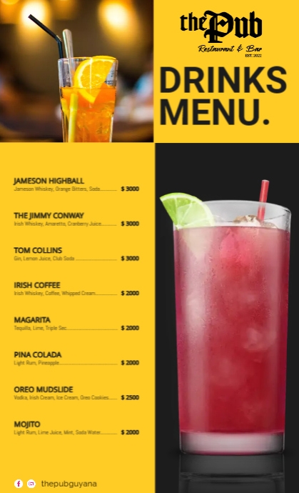Cocktail Menu | PosterMyWall