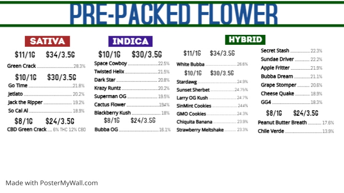 Copy of Updated Flower Menu 5/29 (1) | PosterMyWall