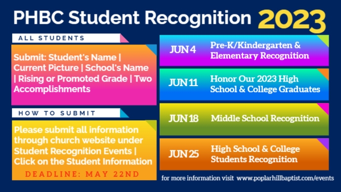 PHBC Student Recognition 2023 | PosterMyWall
