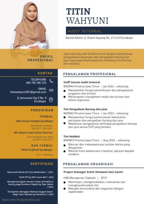 Clean Professional Resume Remplate, Resume CV | PosterMyWall