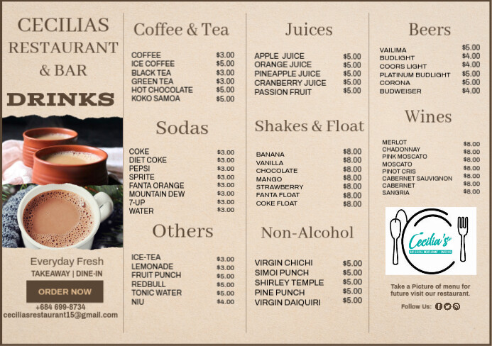 Cafe Menu Card Template | PosterMyWall