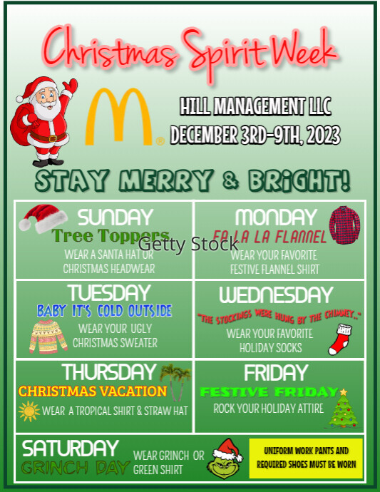Christmas Spirit Week 2023 | PosterMyWall