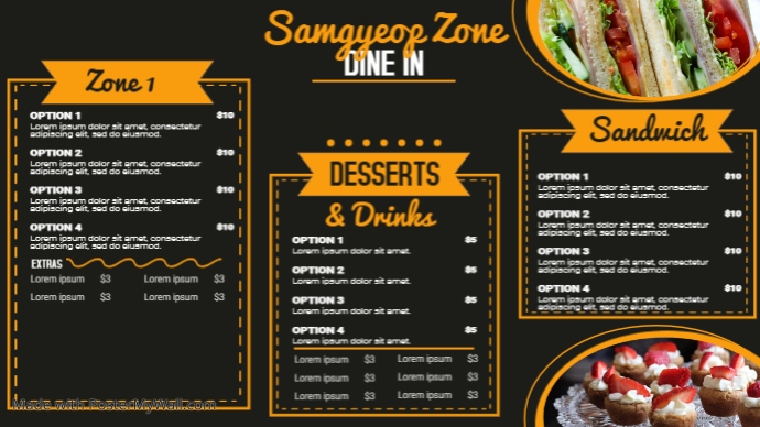 Black and Yellow Fast Food Digital Menu Display | PosterMyWall