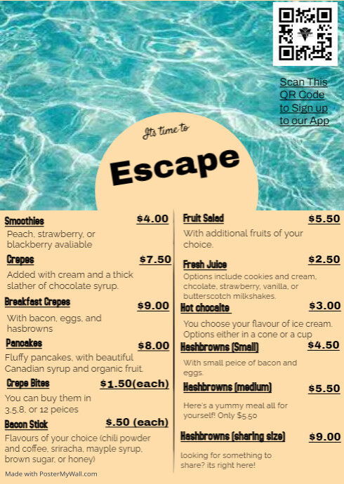 Crepe Menu | PosterMyWall